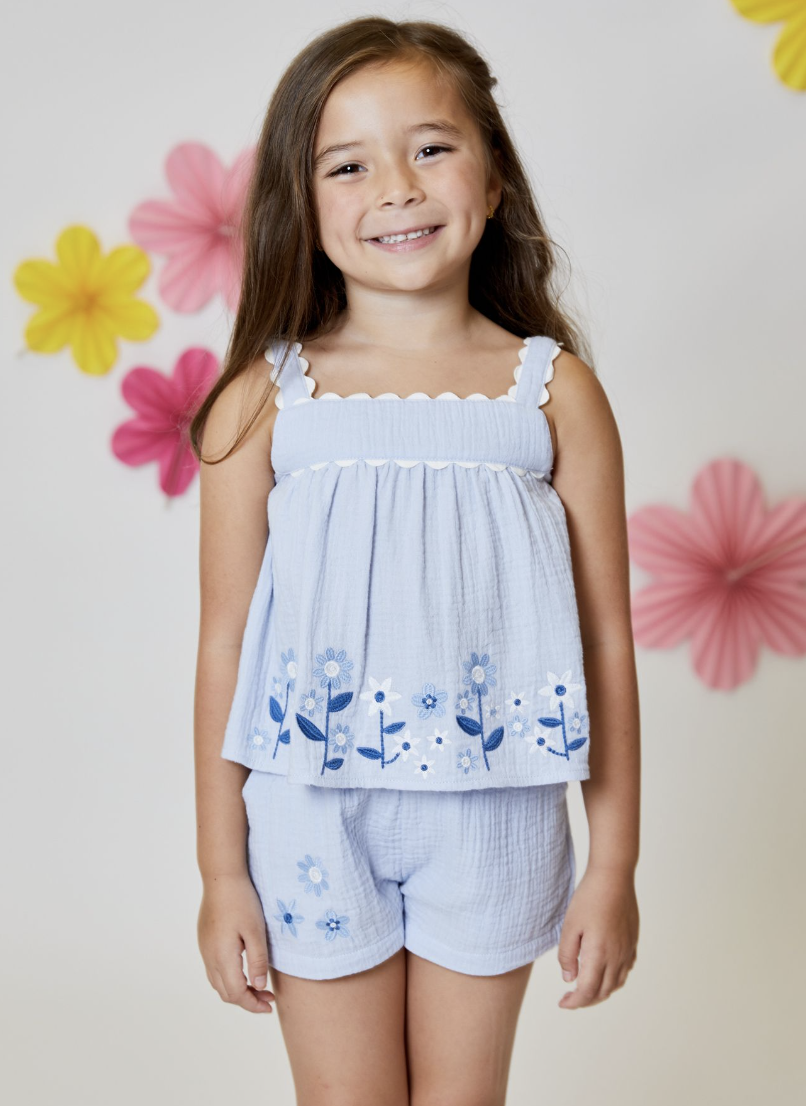 DH Blue Veil Ric Rac Floral Short Set – Expectations of Brookhaven
